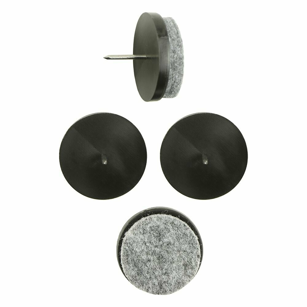 Подпятники фетровые FIXBERG с гвоздем, d28 мм, черные, 4 шт./уп.