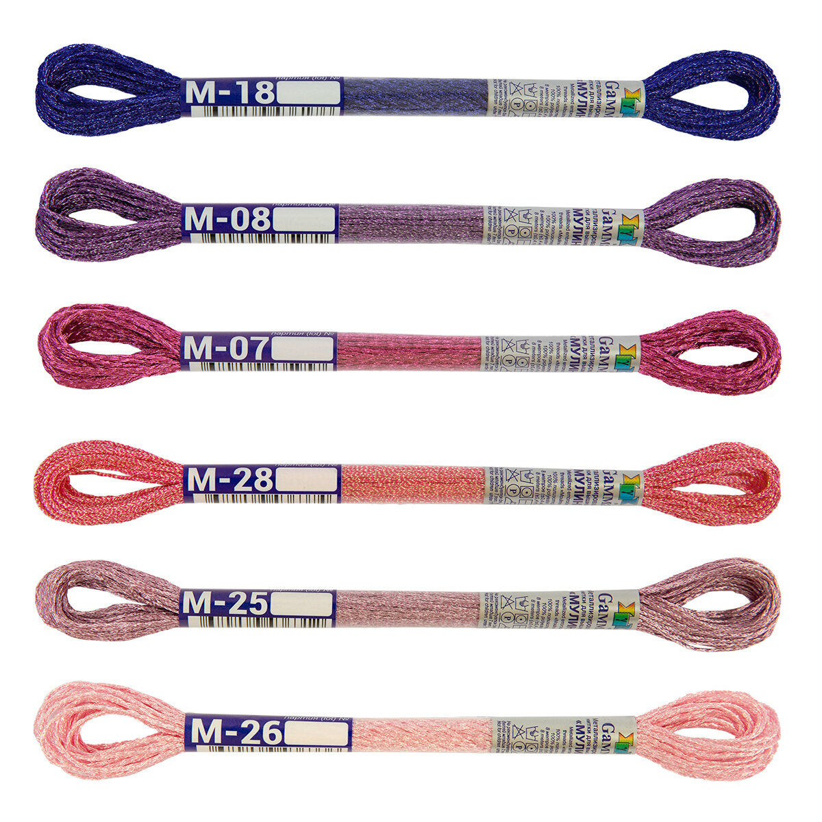 Нитки для вышивания мулине Gamma/гамма, металлик, 100% полиэстер, 6x8 м, 04 Аромат лета