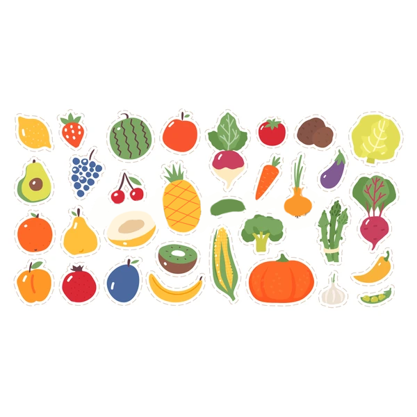 Наклейки стикеры Овощи и фрукты