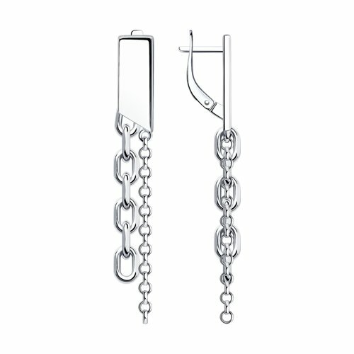 Серьги с подвесками, серебро, 925 проба, родирование