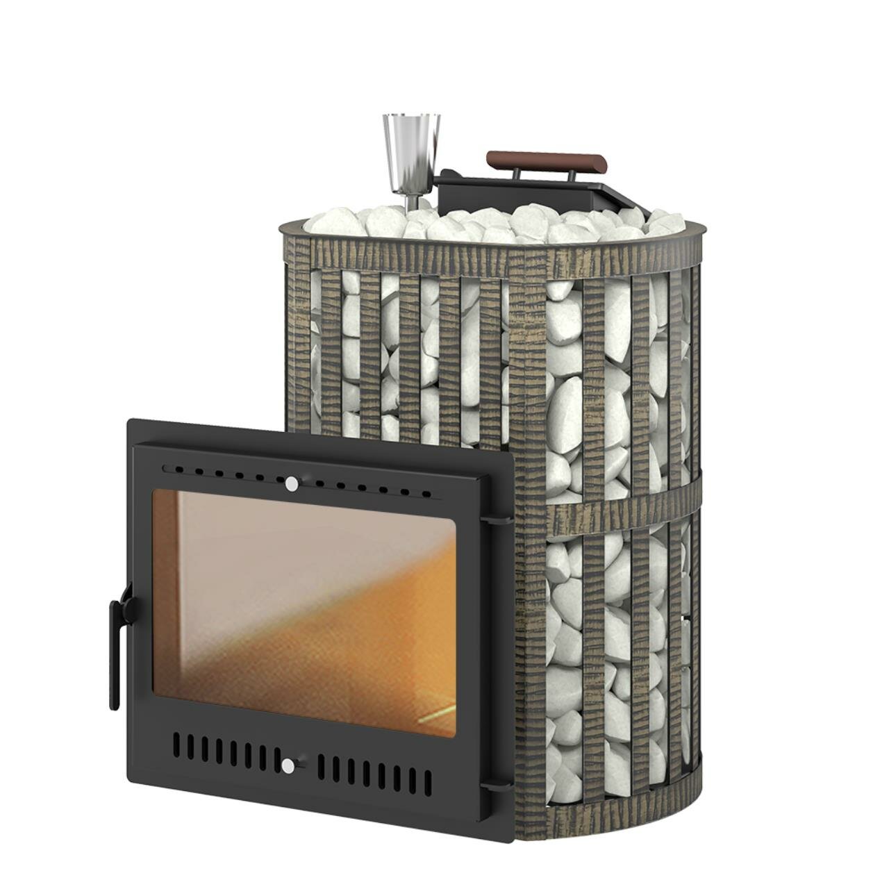 Печь ВЕЗУВИЙ Ураган Ковка 16 Панорама "М" диаметр дымохода: 115 мм