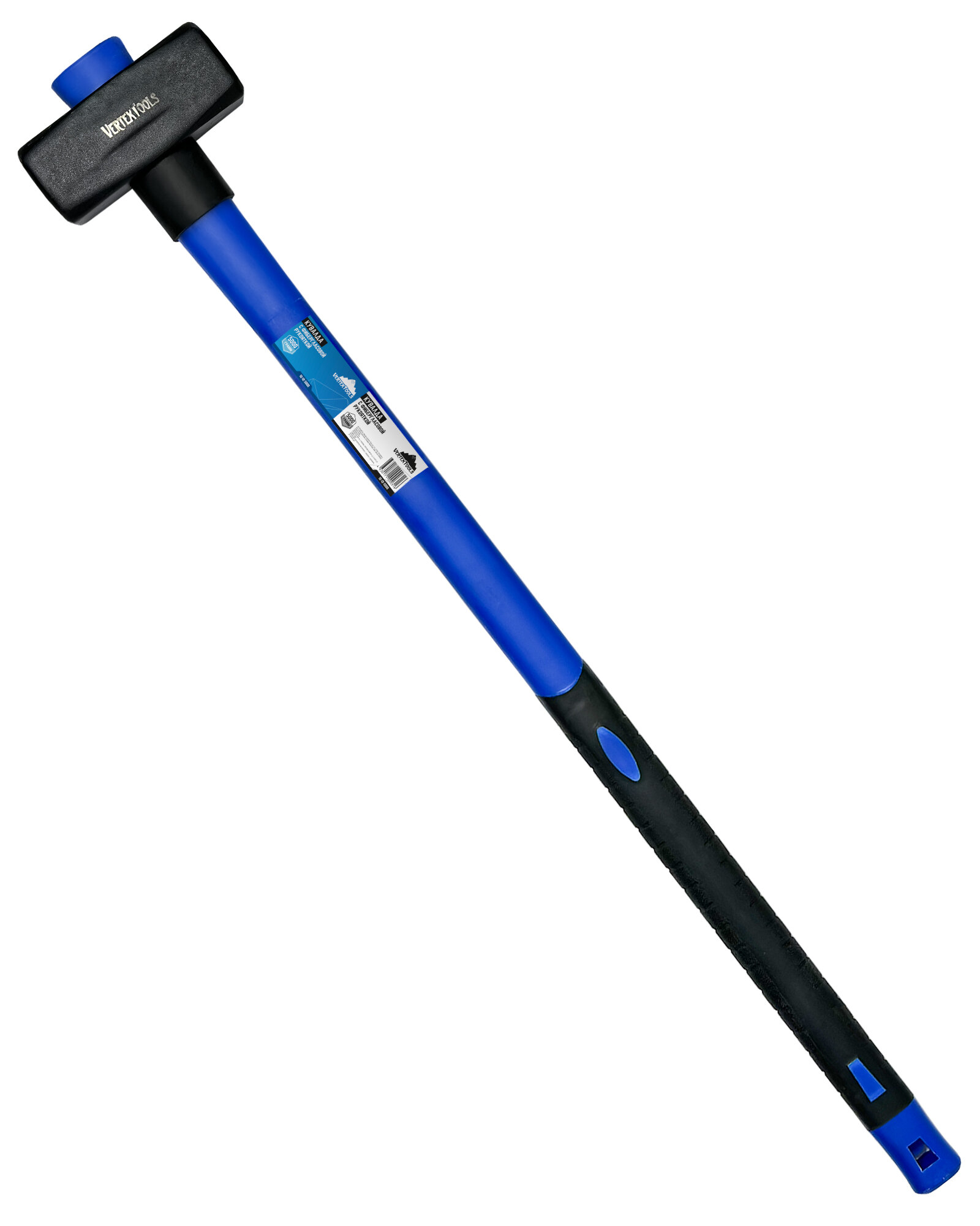 Кувалда VertexTools, 5 кг, с фибергласовой ручкой, стальная, квадратная, обрезиненная