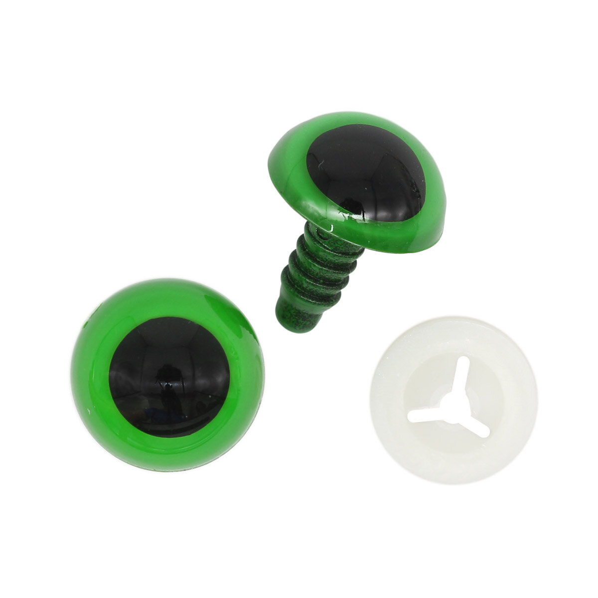 Глазки для игрушек и кукол зеленые, 14 мм, 24 шт, с фиксаторами, Айрис