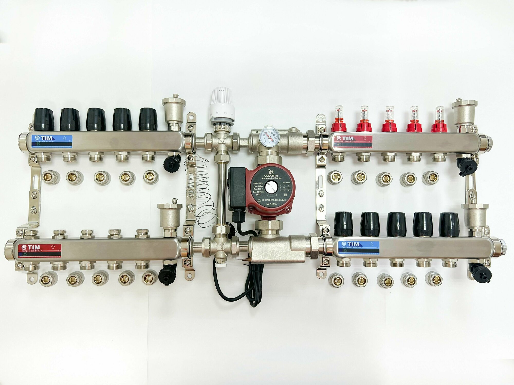 Комплект для подключения тёплого водяного пола на 5 выходов и радиаторов отопления 5 шт