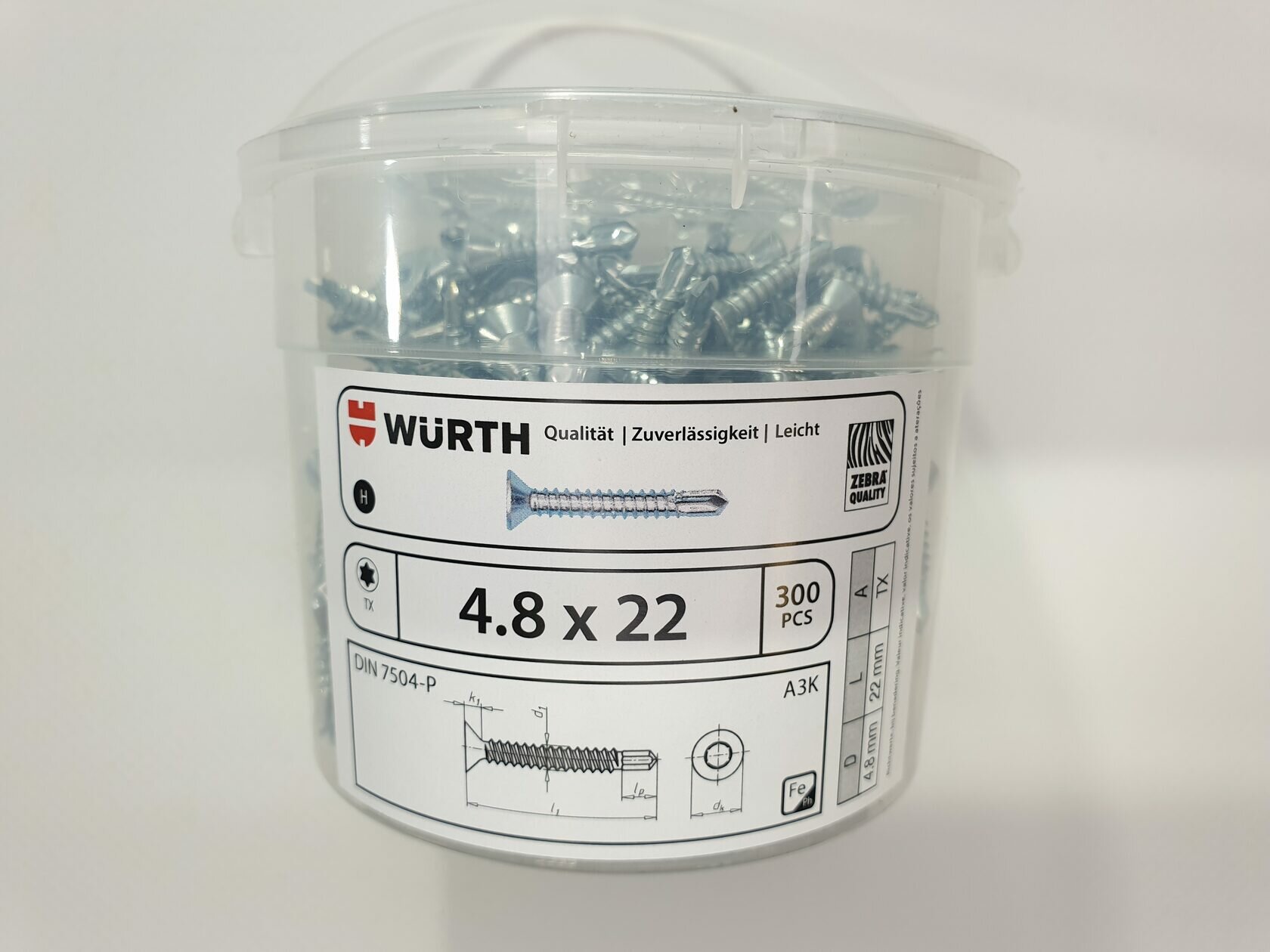 Саморез по металлу DIN 7504-P 4.8x22 (300 pcs) WURTH, Германия