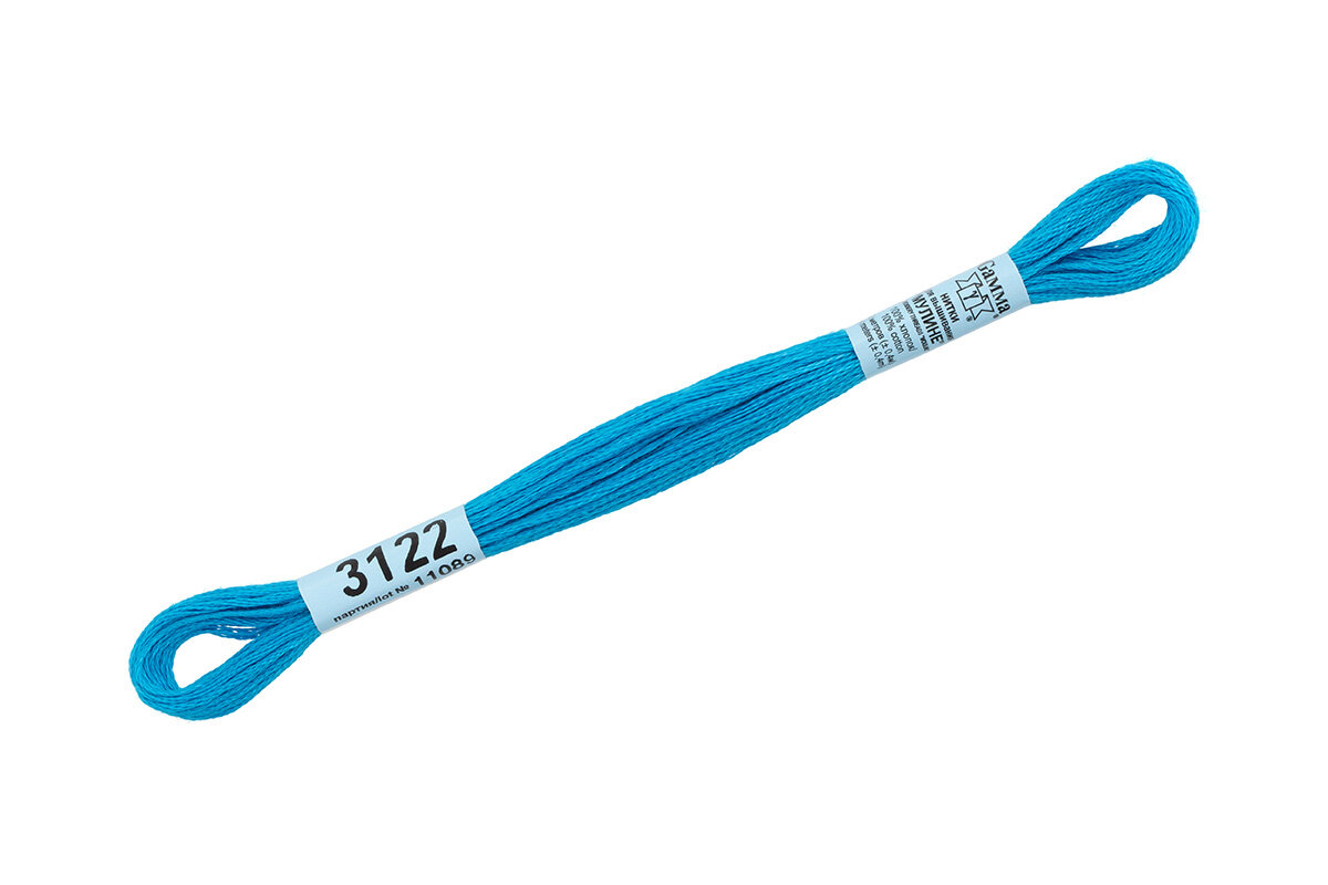 Мулине GAMMA нитки для вышивания 8м. 3122 ярко-голубой, 1 штука.