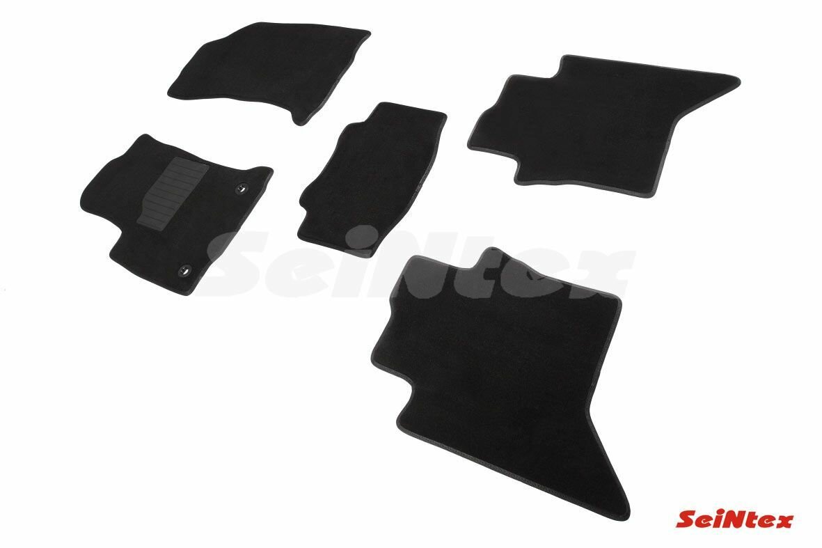 Ворсовые коврики LUX Toyota Hilux 8 / Тойота Хайлюкс 8 2015-н. в. черные Seintex 89665