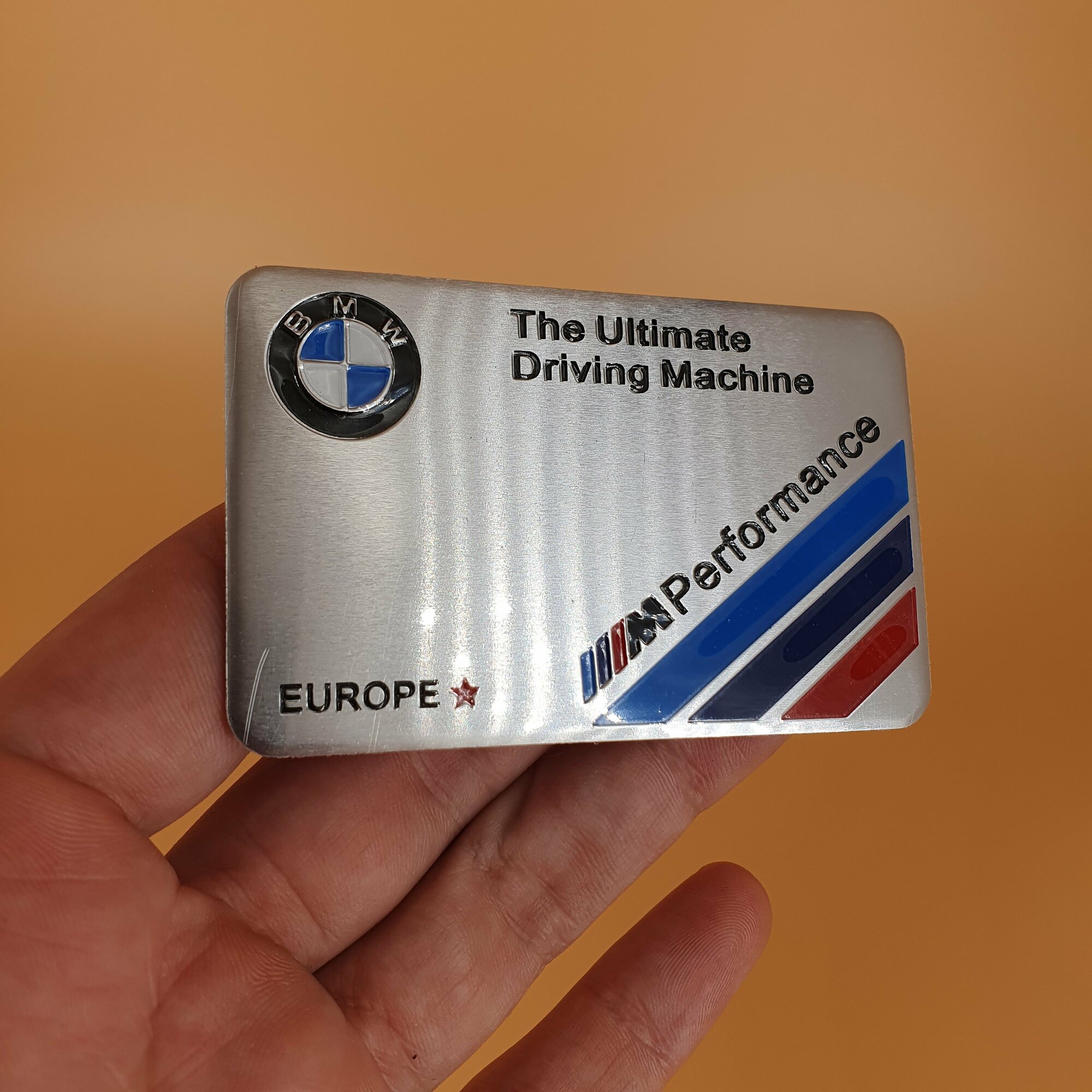 Эмблема БМВ M Performance металлическая 8 х 5 см (шильдик)
