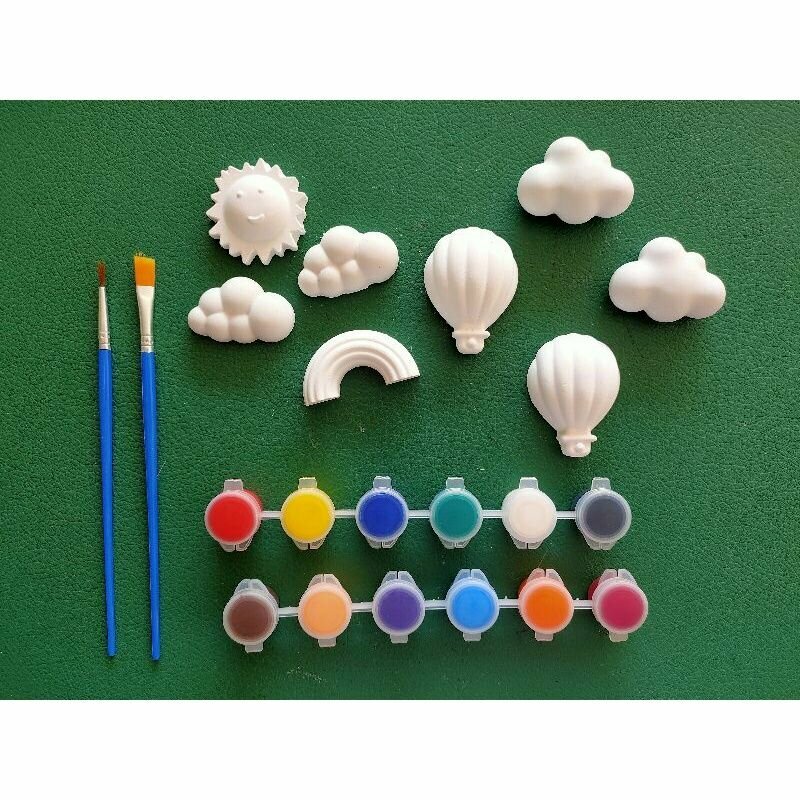 Набор 3D раскрасок Небо / 8 фигур, кисточки, краски