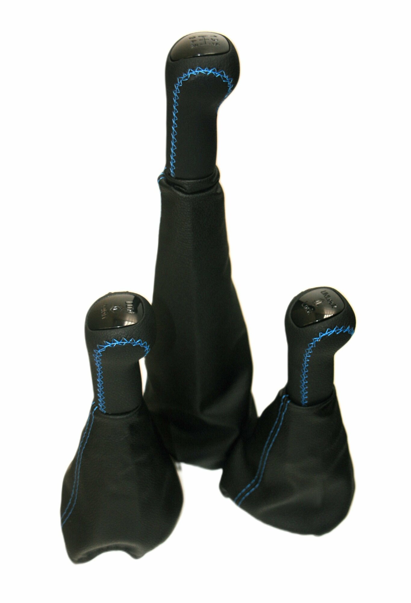 Комплект ручек + чехлов КПП для LADA NIVA 4x4 Нива (Ваз) 21213, 21214 Синяя строчка.