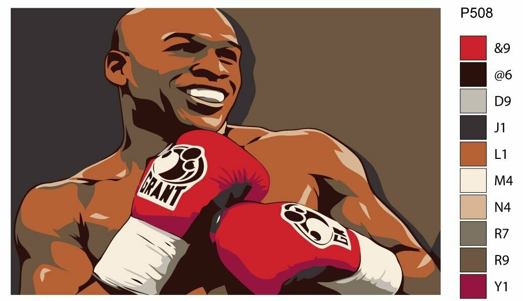 Детская картина по номерам P508 "Бокс. Боксер Флойд Мейвезер" 30x20