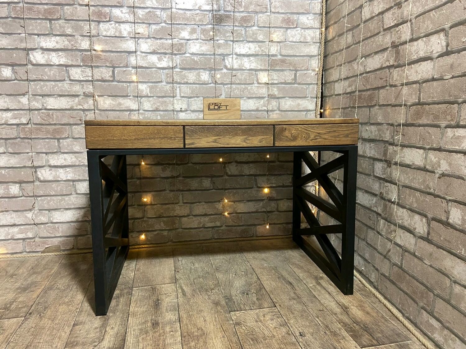 Стол EasyLOFT с ящиком из массива дуба, 120x60x80 см, цвет дуб
