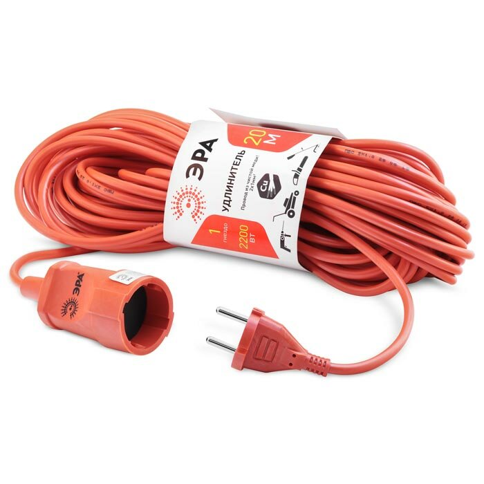 Силовой удлинитель ЭРА UPx-1-2x1.0-20m