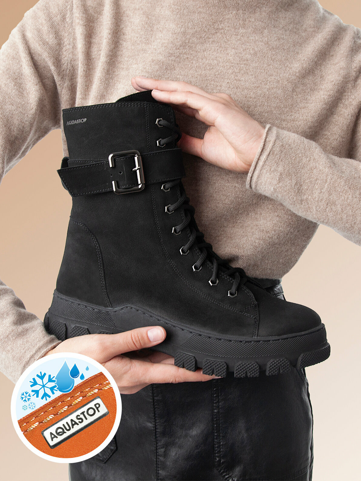 Ботинки хайкеры на шерсти TREND натуральная кожа защита АКВАСТОП