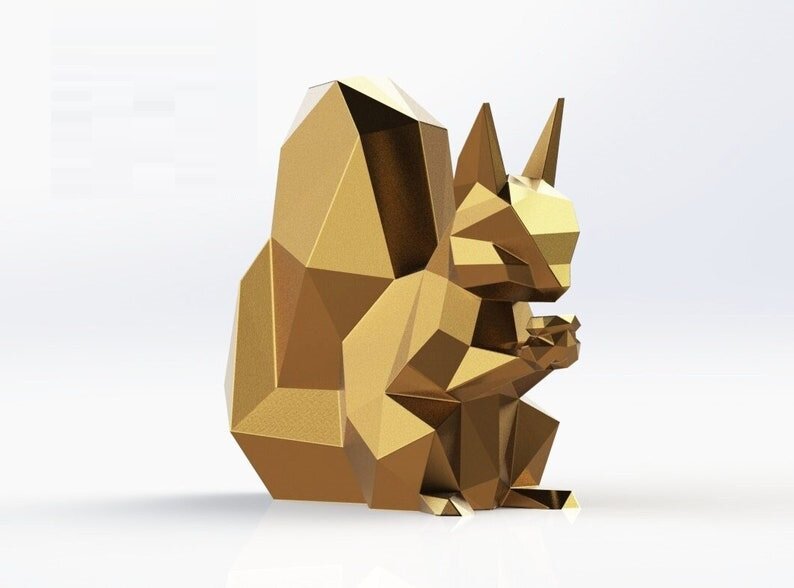 Полигональная фигура Белка, геометрический полигональный металлический декор интерьера