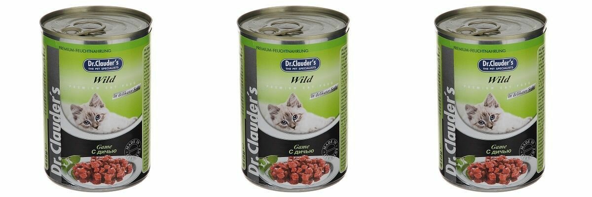Dr. Clauder's Консервы для кошек Дичь, 415 г, 3 шт