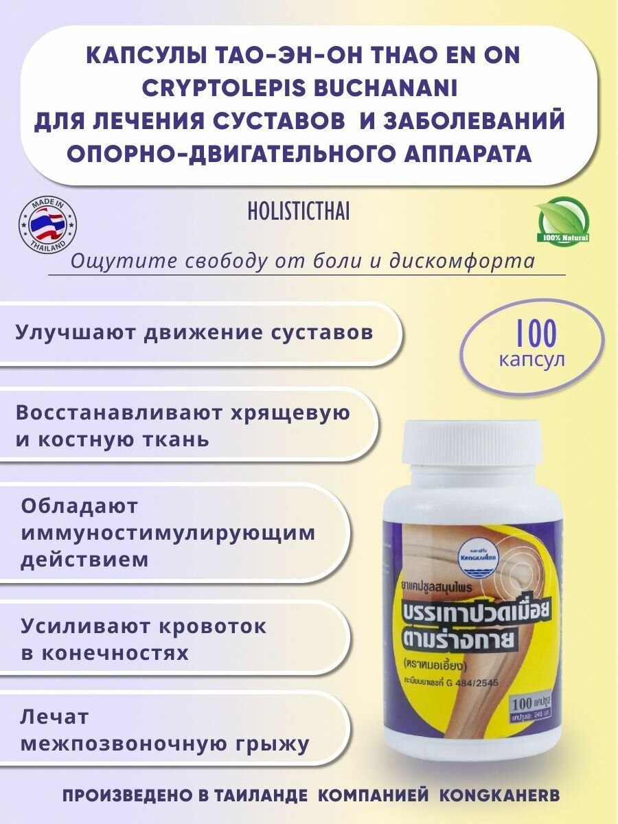 Обезболивающие капсулы Herbal Analgetic для лечения болей в спине, суставах и мышцах 100 шт.