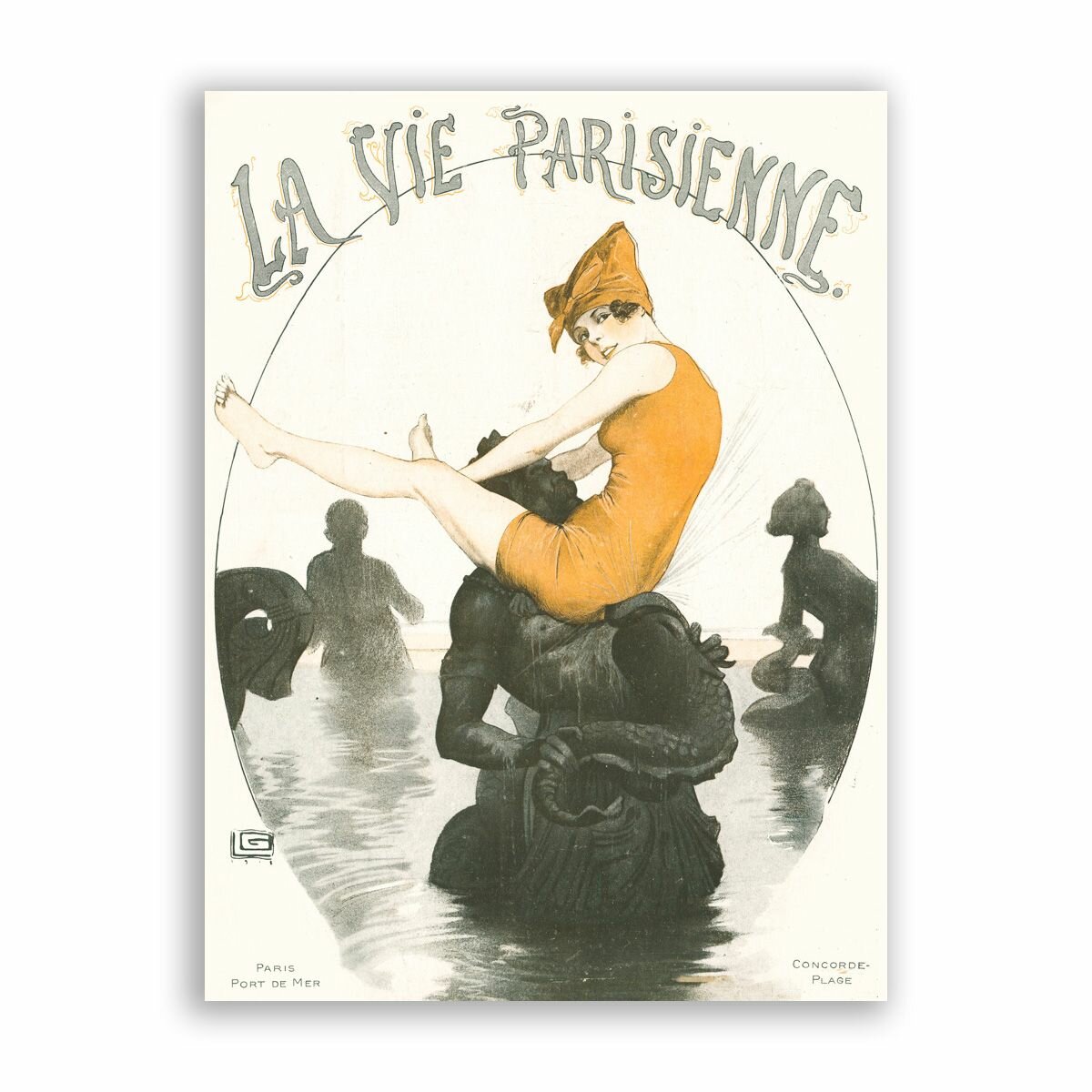 Постер на бумаге в стиле Пин-ап / La Vie Parisienne - Paris Port de Mer Concorde-Plage / Размер 40 x 53 см