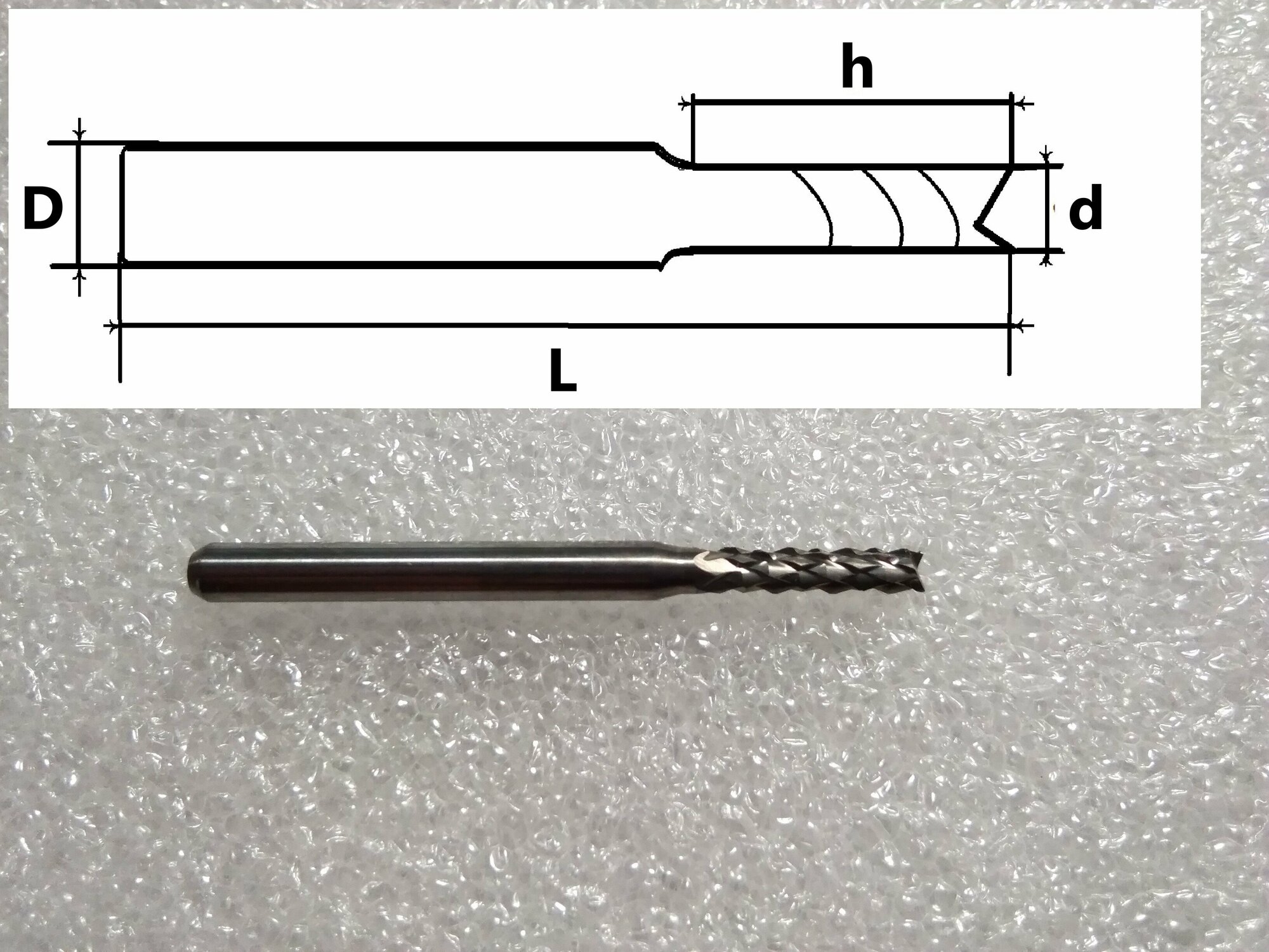 Фреза рашпильная (кукуруза) LD2.4, d-2,4/ h-12/ D-3,175/ L-38,1 для ЧПУ станка
