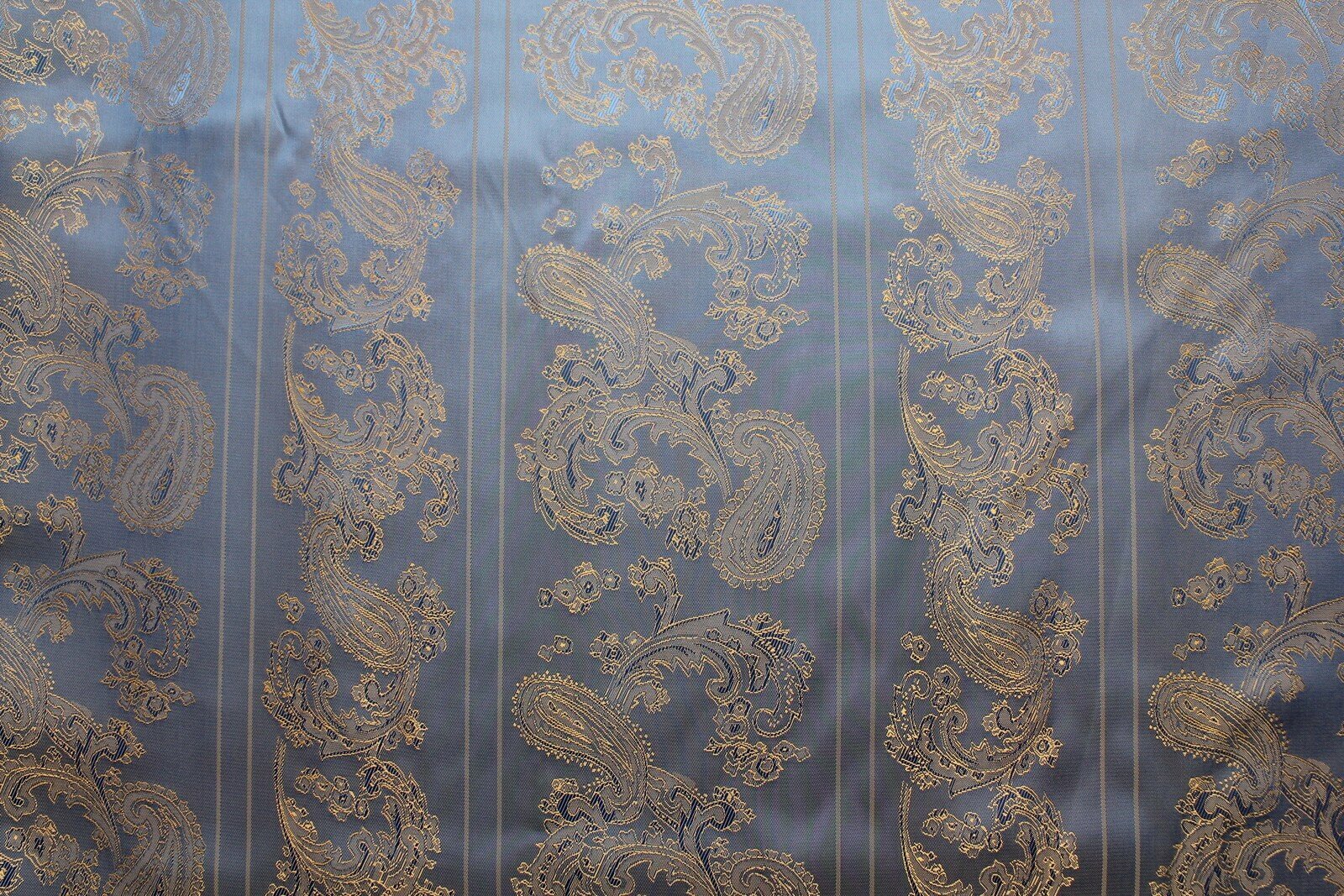 Ткань Жаккард подкладочный Taffeta жёлто-голубой шанжан с узором пейсли, ш143см, 0,5 м