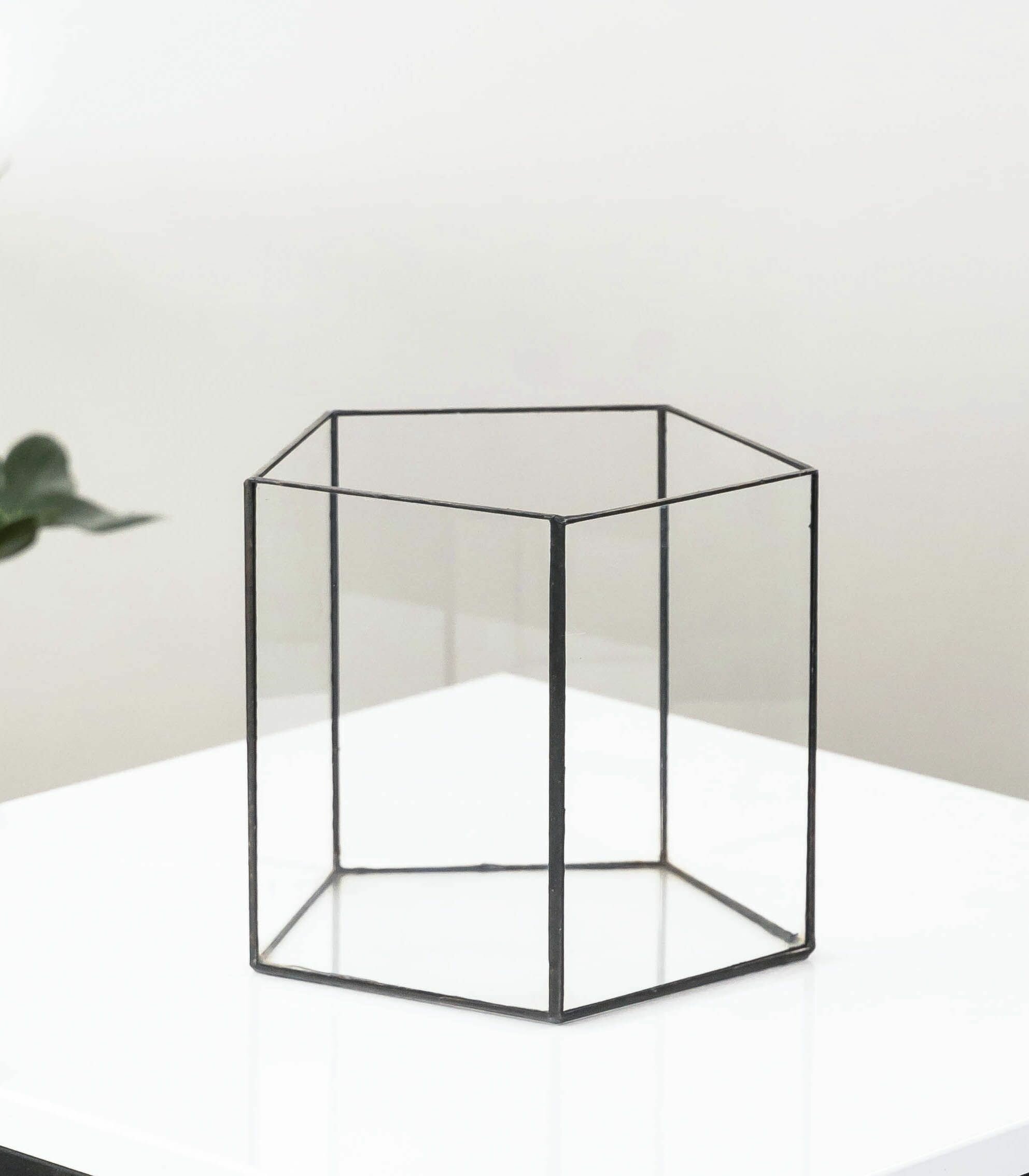 Кашпо Пятиугольник, 15см, горшок из стекла для цветов в технике Тиффани