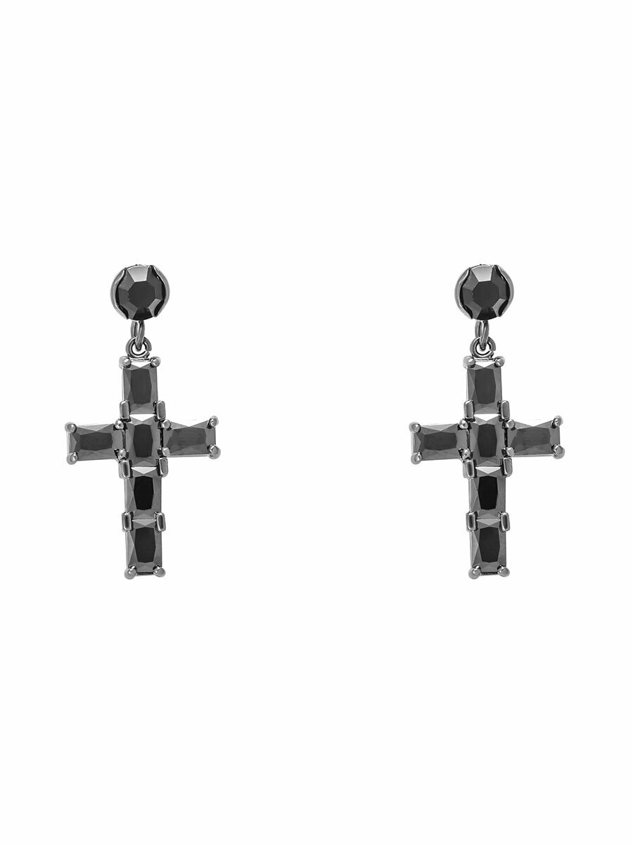 Серьги пусеты, с подвесками, кристалл