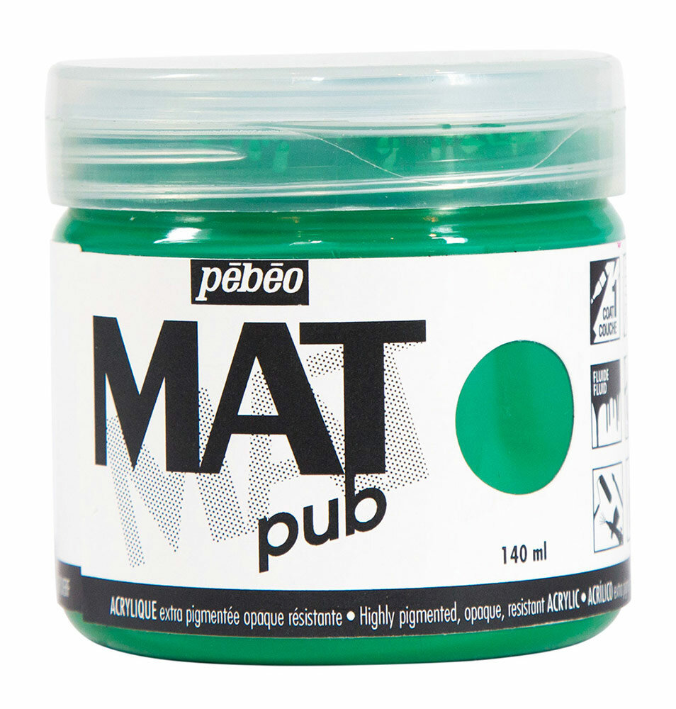 Акриловая краска Pebeo "Mat Pub", №1, экстра матовая, 256016, зеленая, 140 мл