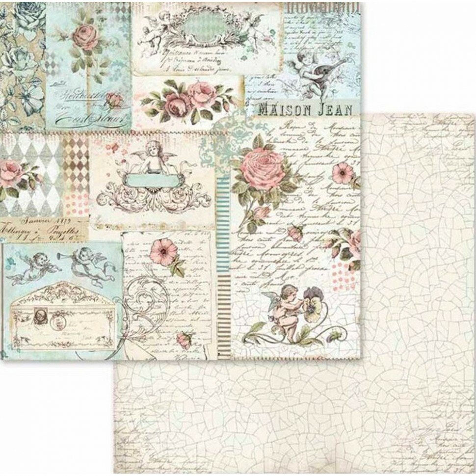 #SBB580 Бумага двухсторонняя для скрапбукинга "Розы и ангелы" 30.5 х 31.5 см Stamperia 1 лист