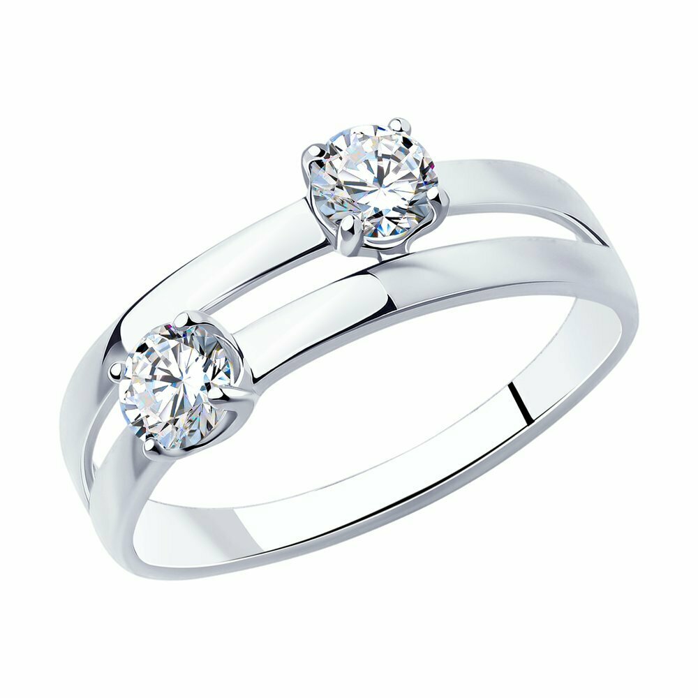 Кольцо, серебро, 925 проба, родирование, фианит