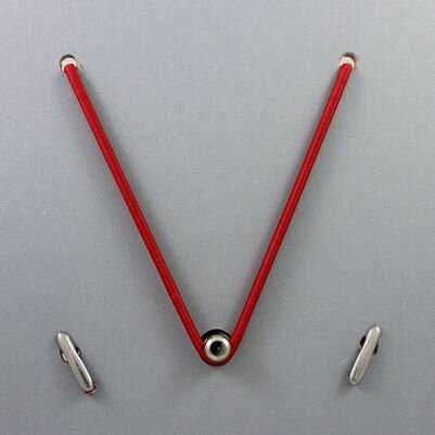 Резинка 2,5 мм с зажимом-наконечником темно-красная 320 мм (100 шт)