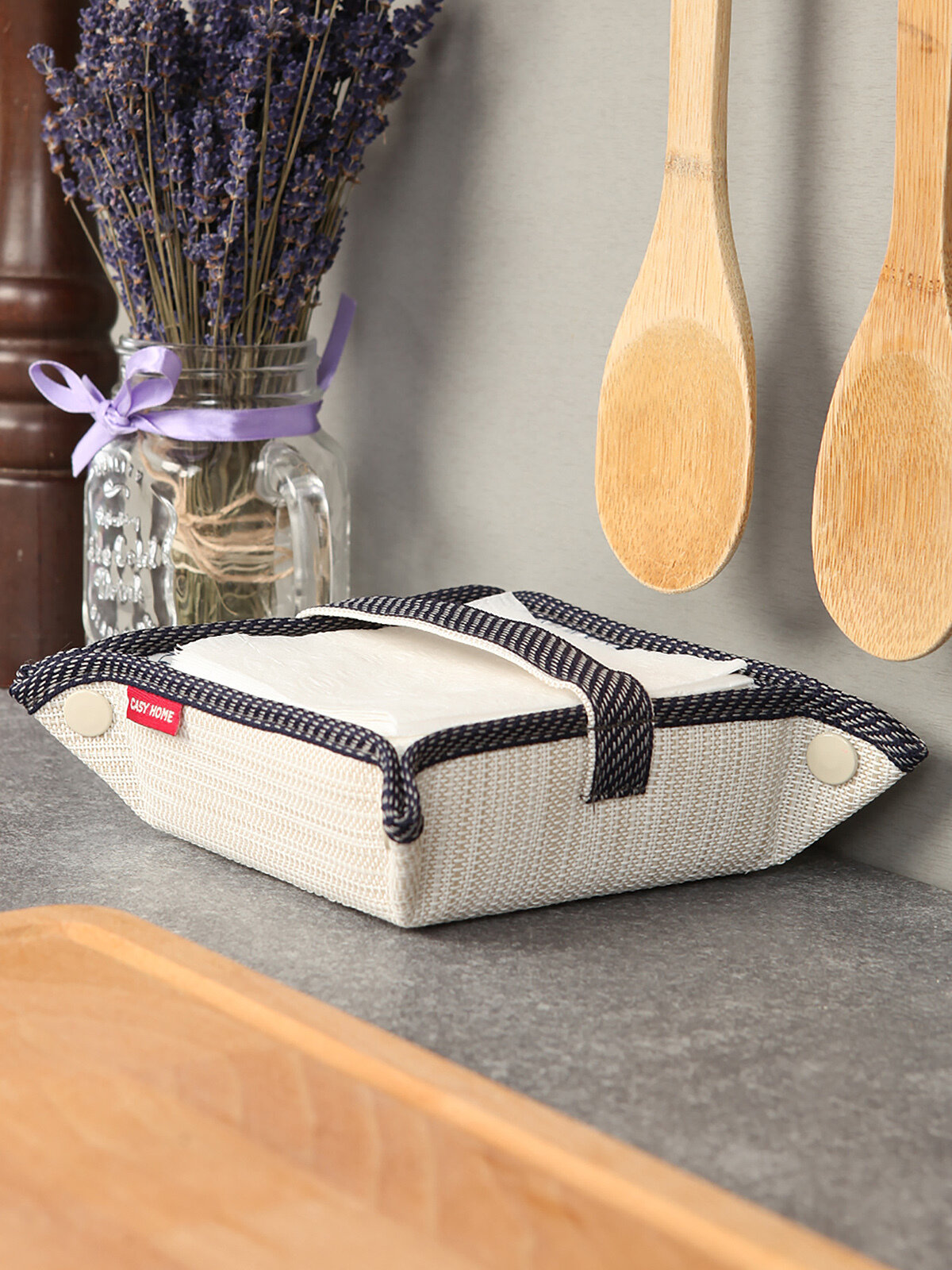 Салфетница Casy Home NB-012, бежевая, 13x13x6 см