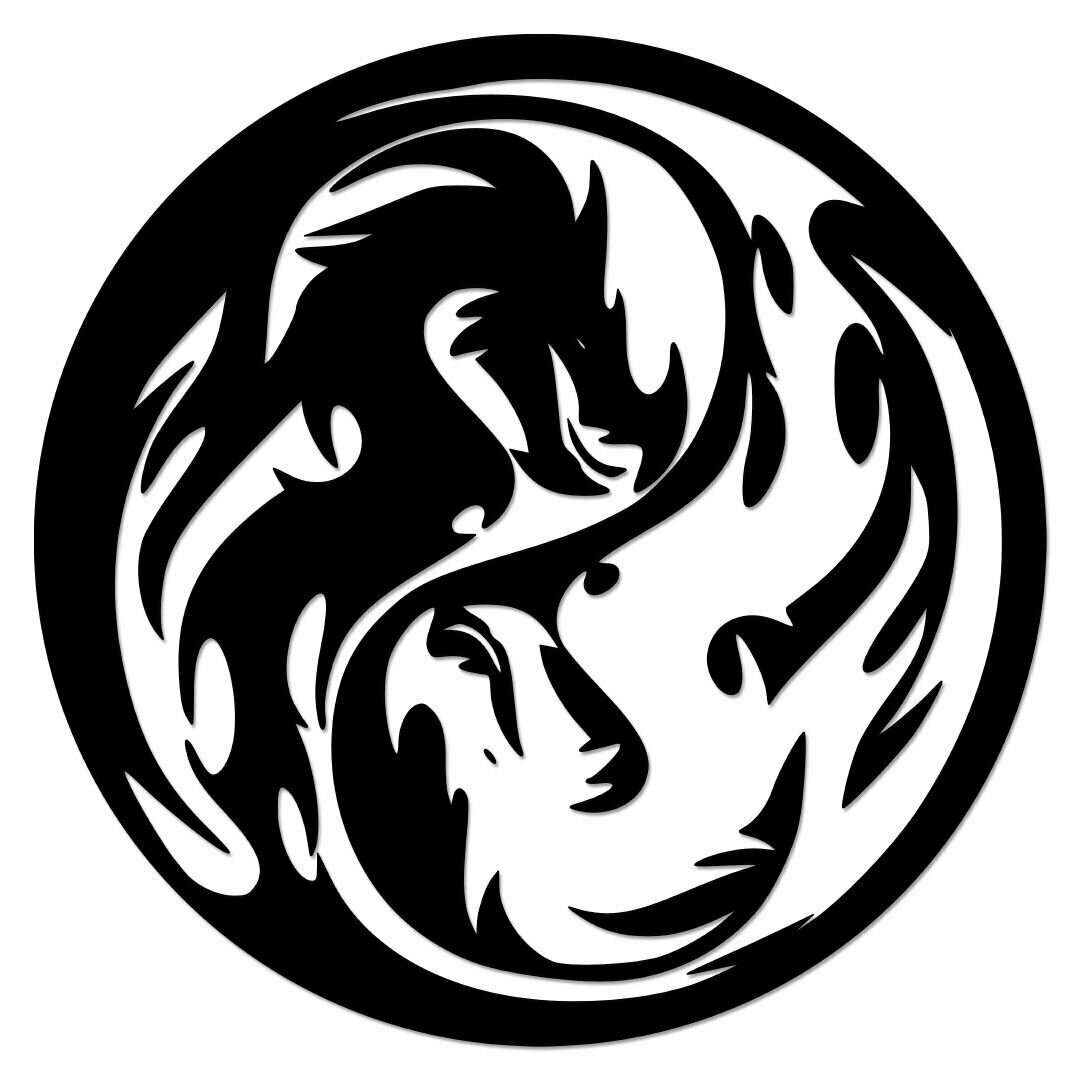 Круглое панно в восточном стиле "Двойной дракон" диаметром 300 мм/Декоративное панно/Украшение для интерьера