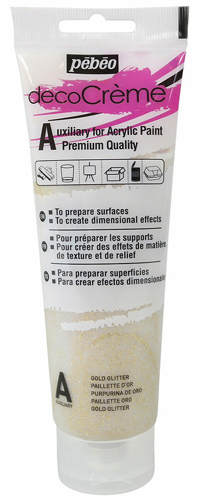 Финишный лак Pebeo "DecoCreme", с глиттером под золото, на водной основе, 120 мл