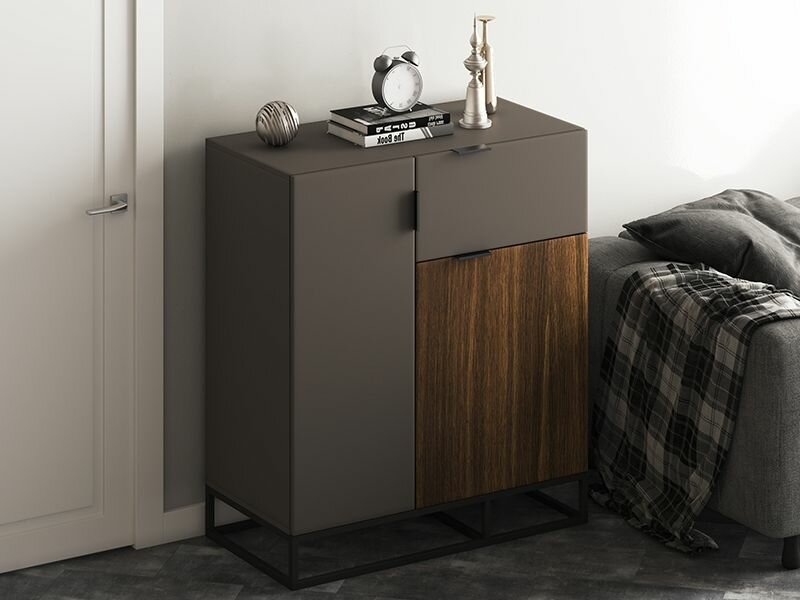 Комод для вещей "Лофт Вуд" 100х115х50, кобальт серый/дуб бурбон