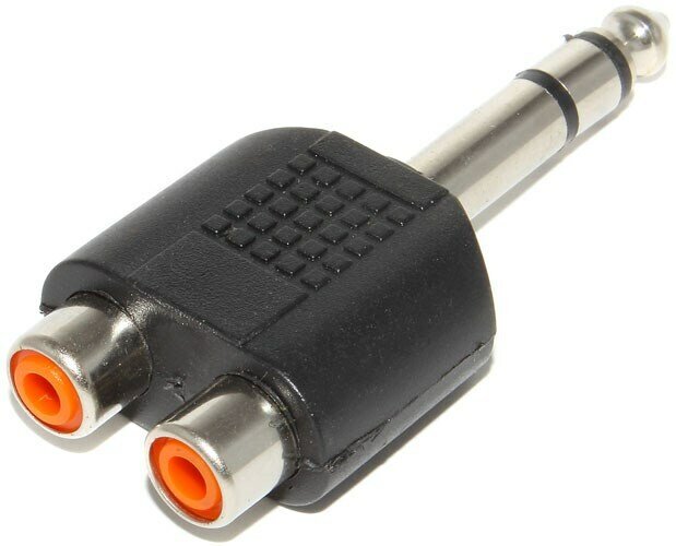 Переходник JACK 6.35мм штекер, стерео - 2 x RCA гнездо