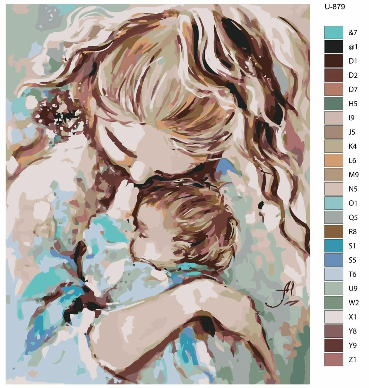 Картина по номерам U-879 "Материнство. Ребёнок в объятиях мамочки" 40x50 см