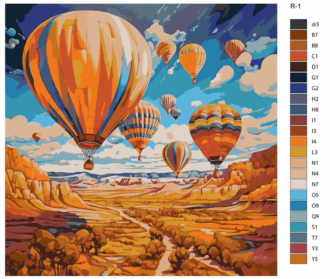 Картина по номерам R-1 "Каппадокия. Воздушные шары" 40x40 см