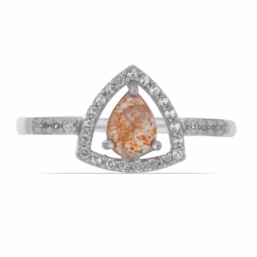 Кольцо тонкое, серебро, 925 проба, родирование, топаз