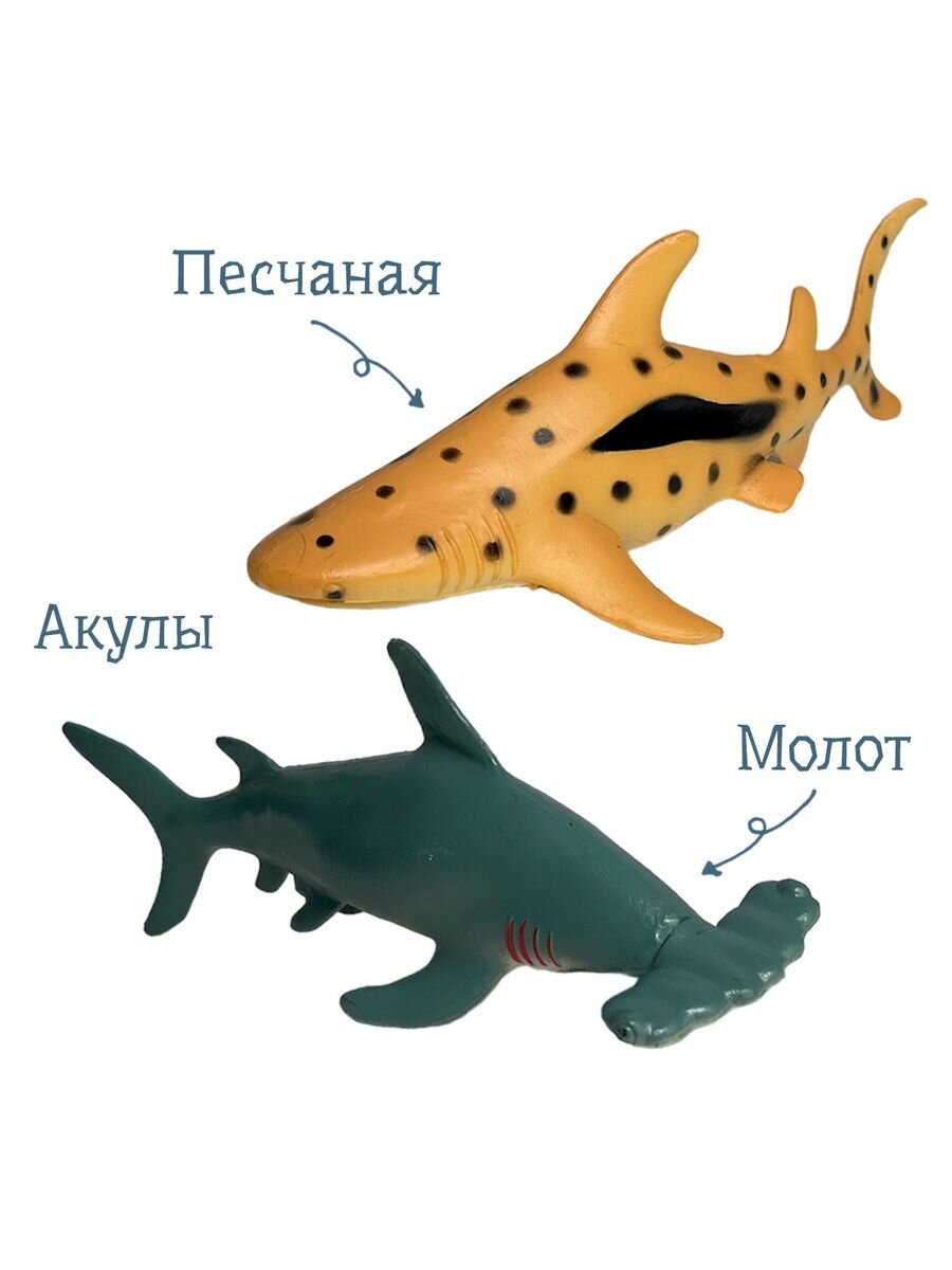 Набор из 2 фигурок "Рыба-молот и песчаная акула", 18 см