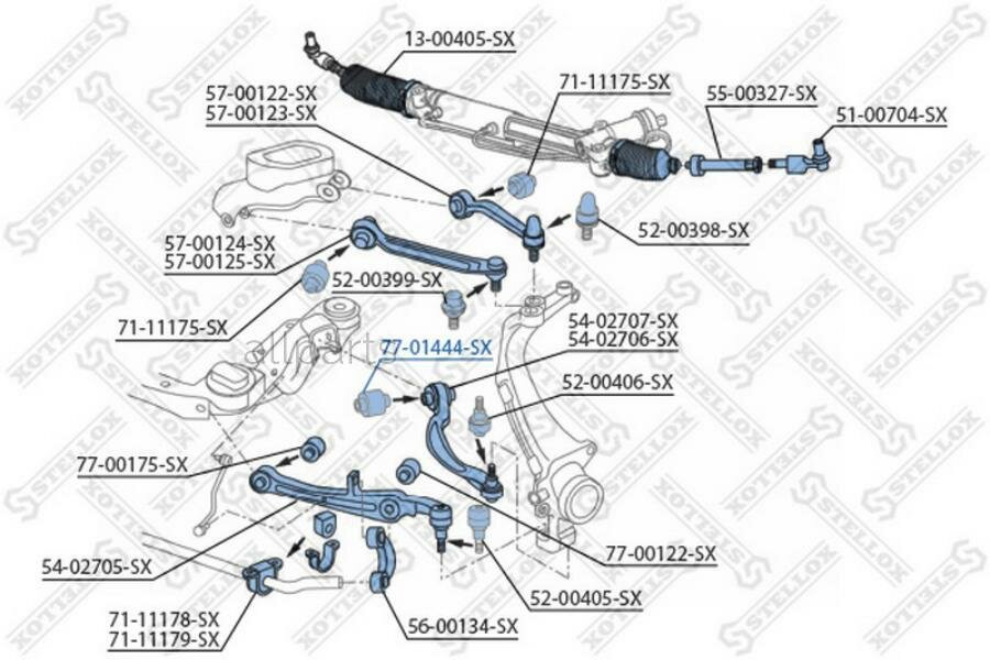 STELLOX 7701444SX сайлентблок зад. нижн. рычага!\ Audi A8 all 02>, VW Phaeton all 02>