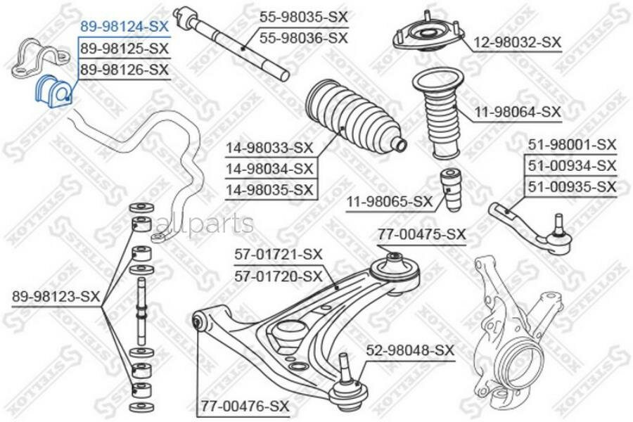 STELLOX 8998124SX втулка стабилизатора переднего центральная! d19\ Toyota Yaris NCP10 1.3/1.5 16V 99>