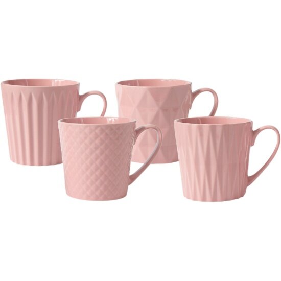 Набор Maxwell & Williams 4 кружки 0.38л (розовый) "Nova" в подарочной упаковке.