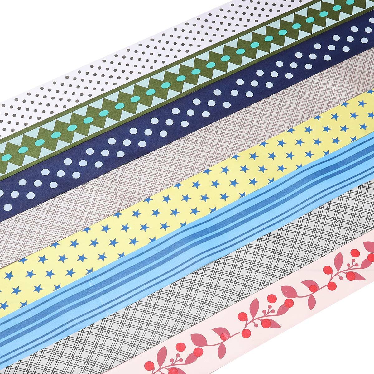 Набор атласных лент с рисунком, 4,5см*3м, 8 штук, Айрис 'Ассорти 1'