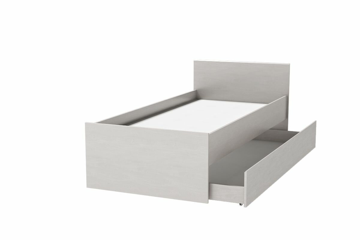 Односпальная кровать с выкатной частью 90х200 "Кэт-1" арт.015 Ясень Анкор Светлый