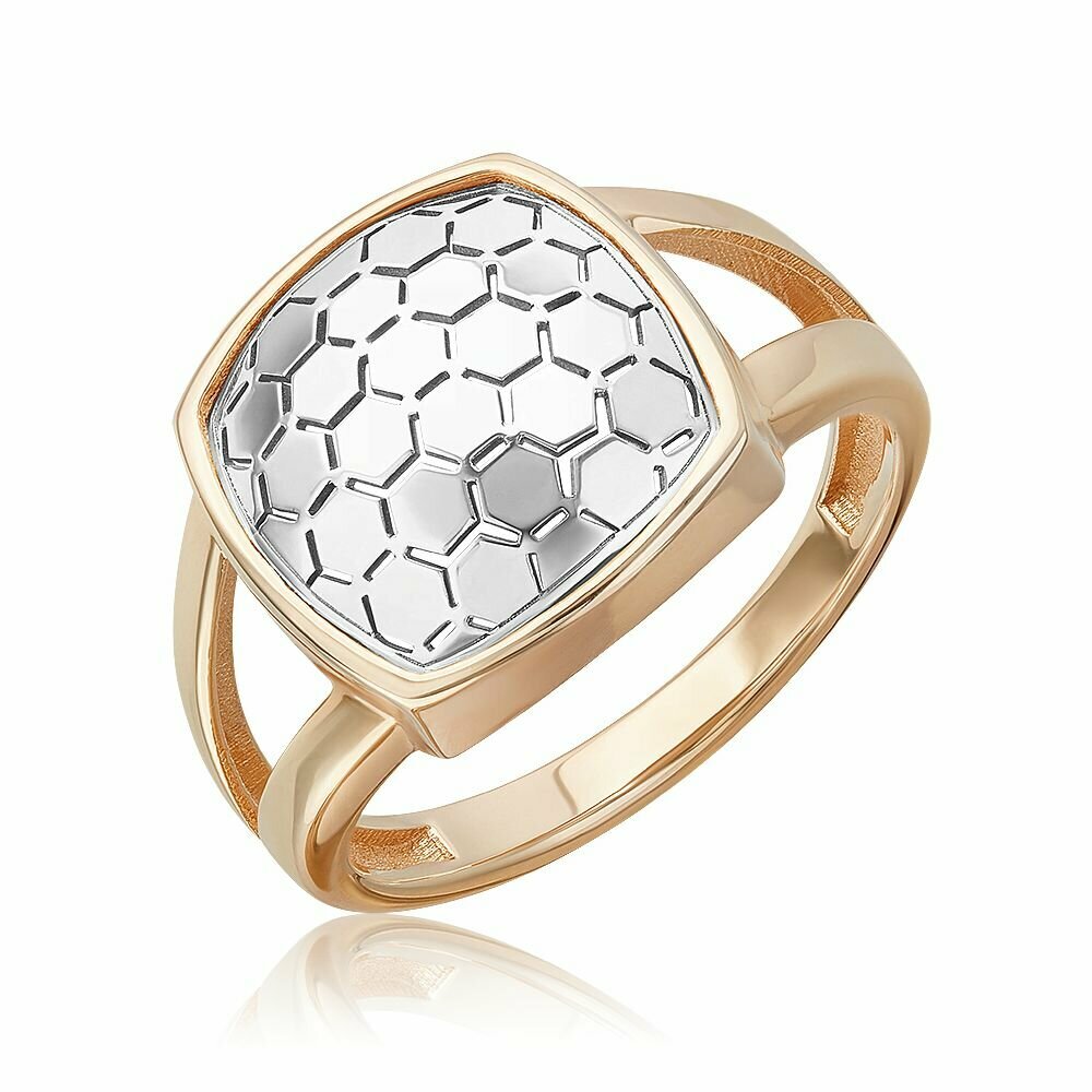 Кольцо, комбинированное золото, 585 проба, родирование