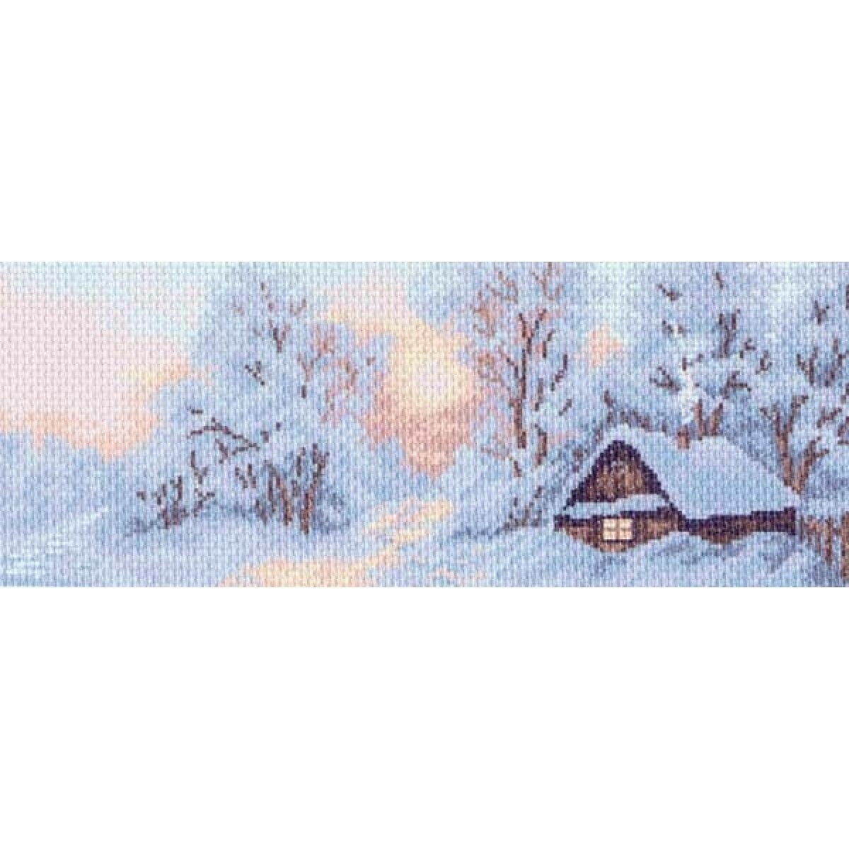 Канва с нанесенным рисунком "Морозное утро", 15х38 см, арт. 1202