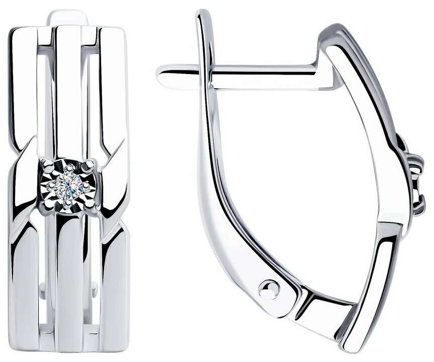 Серьги, серебро, 925 проба, бриллиант