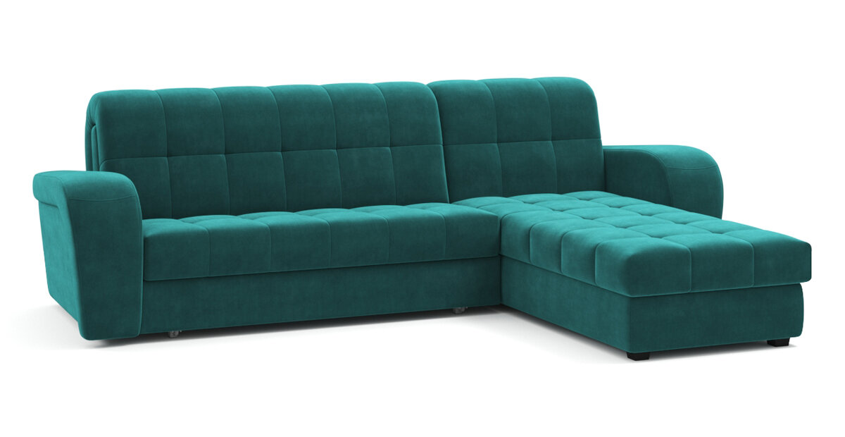 Угловой диван Цвет Диванов Брюссон NEXT 22 155 К-1 с оттоманкой макси 297 угловой Морская волна