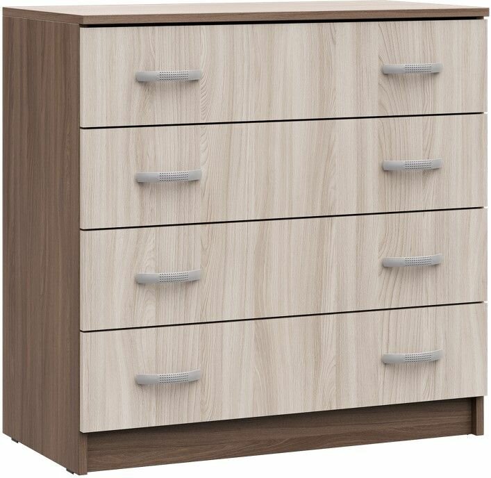 Комод Стендмебель 4 ящика Басса КМ-554-М, ясень шимо светлый, ясень шимо темный