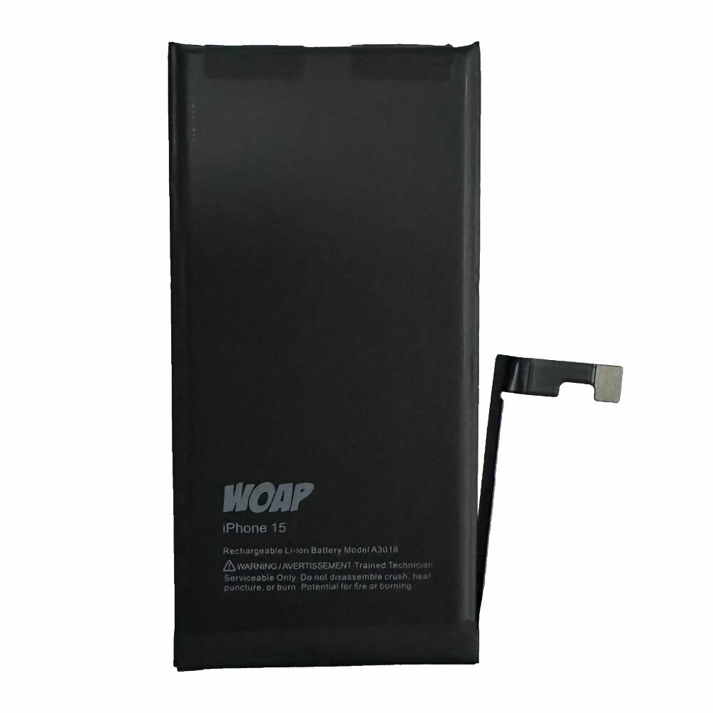 Аккумулятор для iPhone 15 WOAP (3349 mAh) A2846, A3089, A3090, A3092 — запасная часть для ремонта смартфона